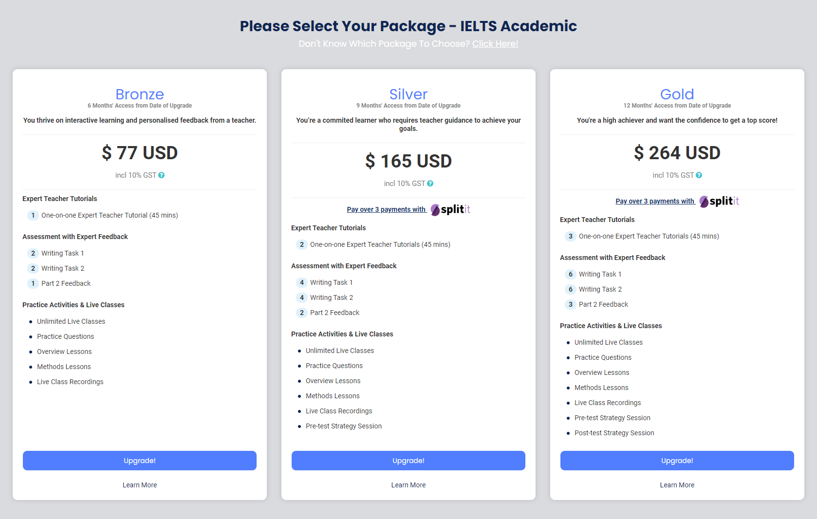 What happens when I upgrade my package?