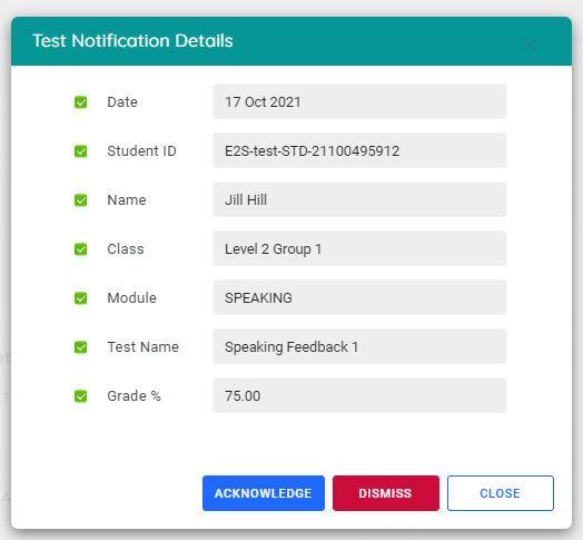Teacher - Test Notifications and Submissions