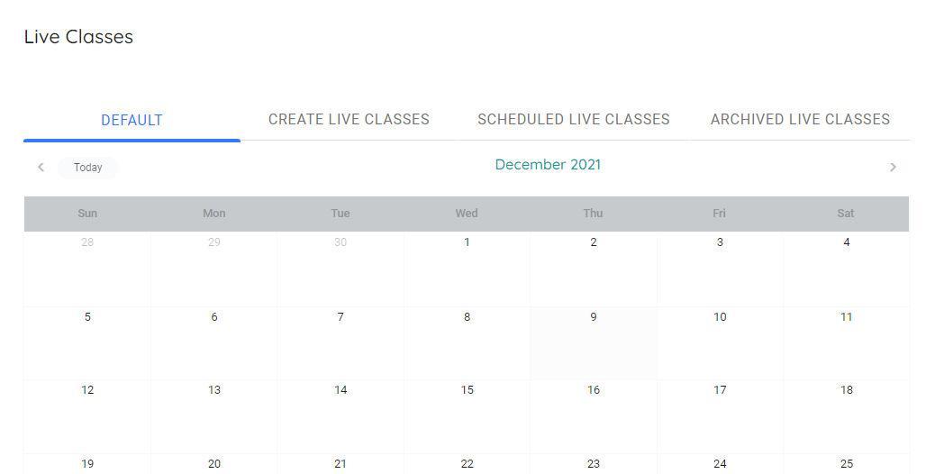 Live Class Overview - Admin