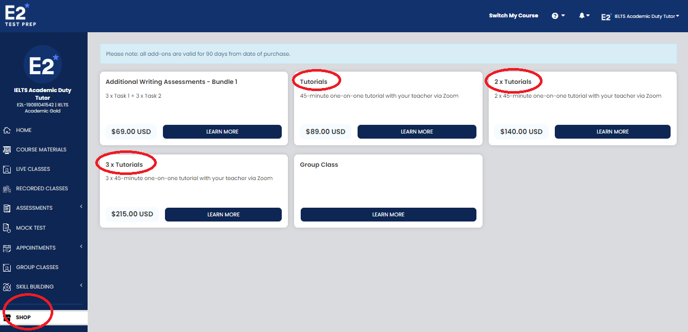 How many 1:1 tutorials will I receive with my package?