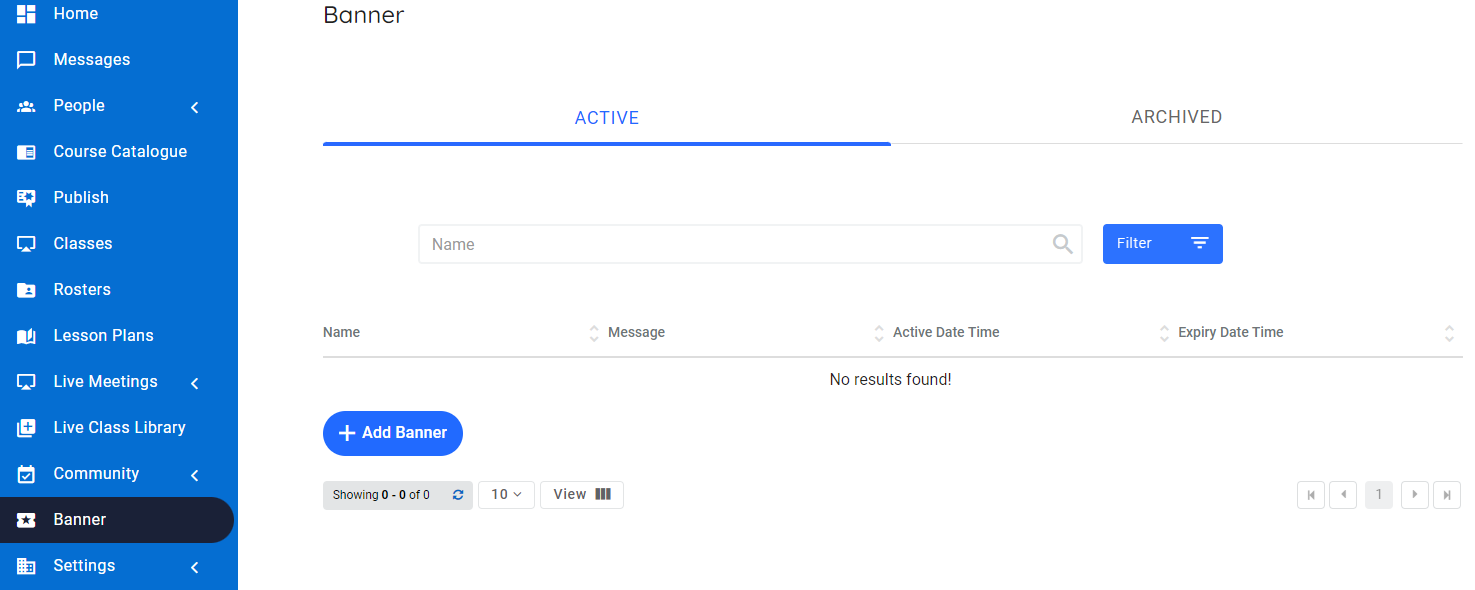 Banners - Super/Deputy/Org Admin