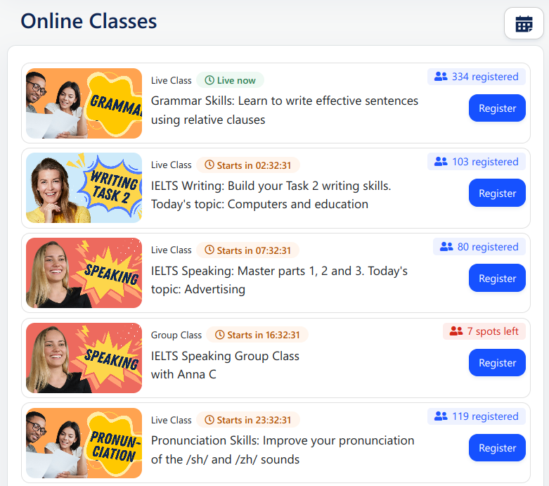 What is a live class?